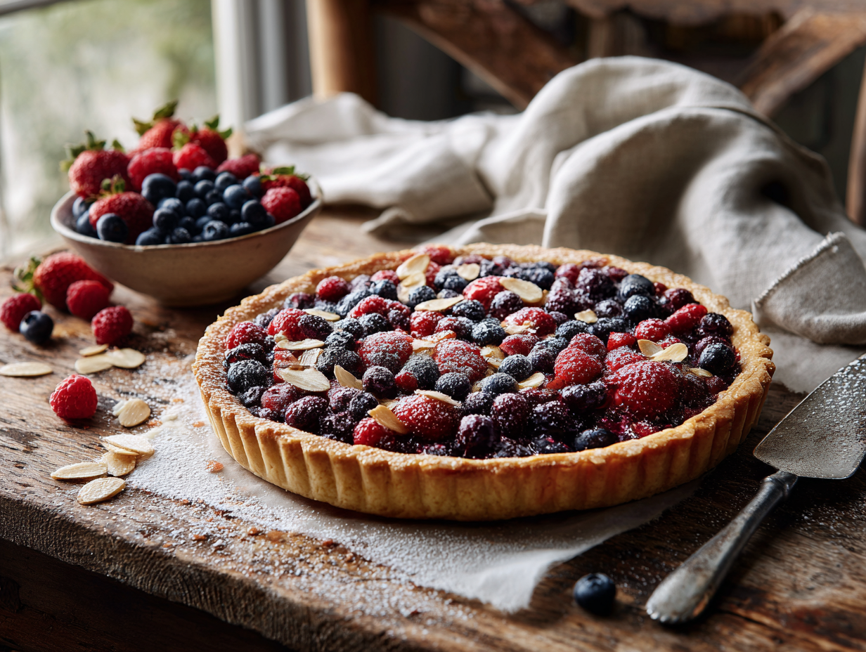 Rustic French Berry Tart with Almond Crust Delight