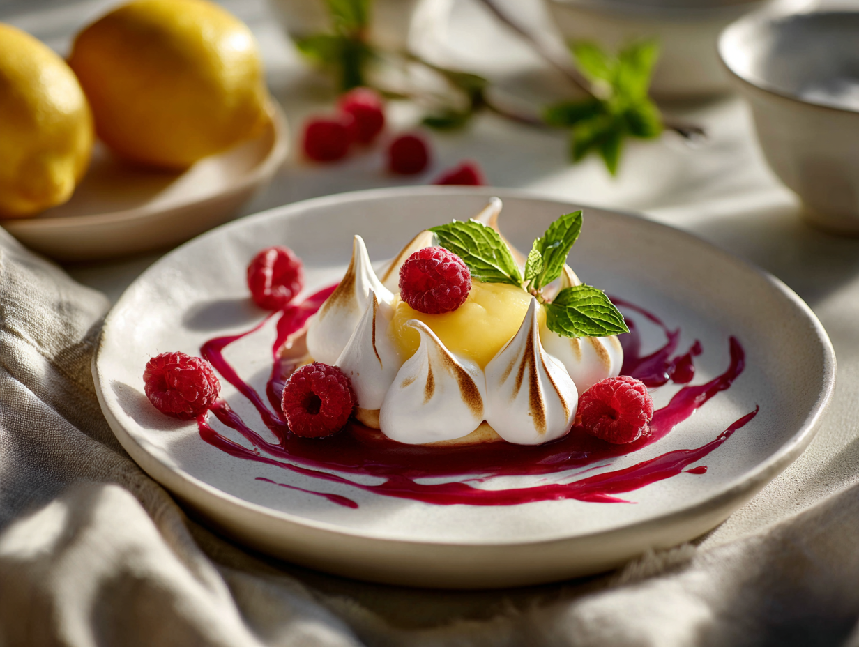 Artistic Deconstruction of Classic Lemon Meringue Tart